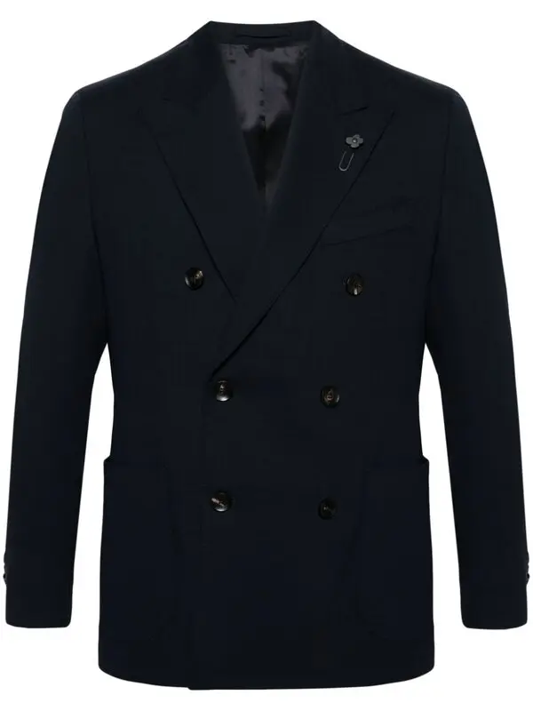 LARDINI Double-breasted Wool Blazer