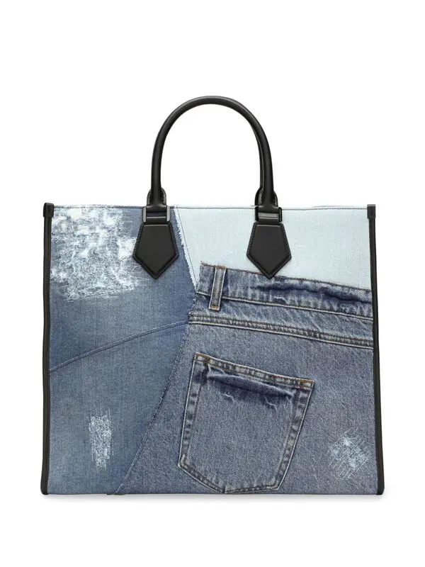 Dolce & Gabbana Logo-embroidered Denim-patchwork Tote Bag