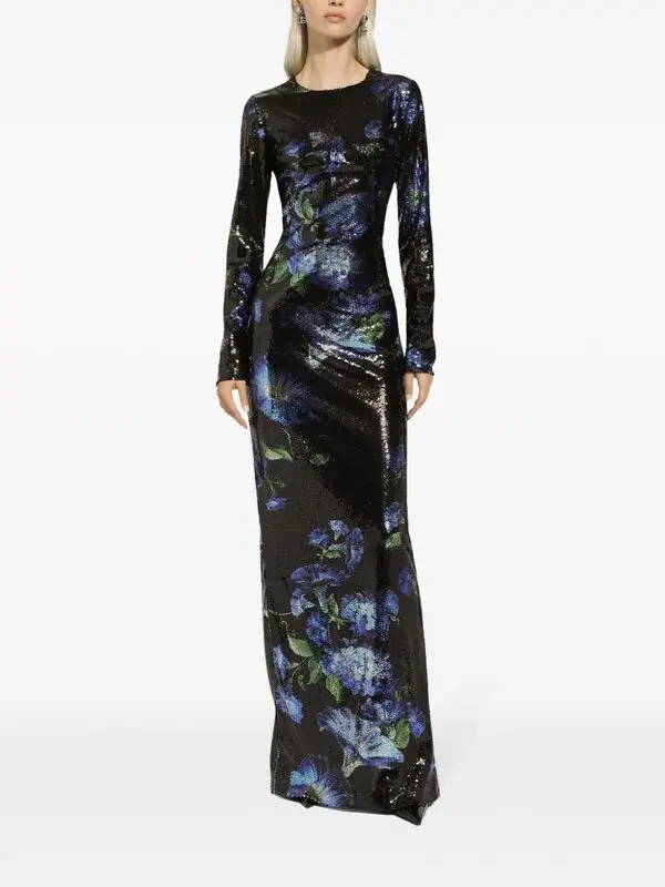 Dolce & Gabbana Floral-print Sequinned Gown