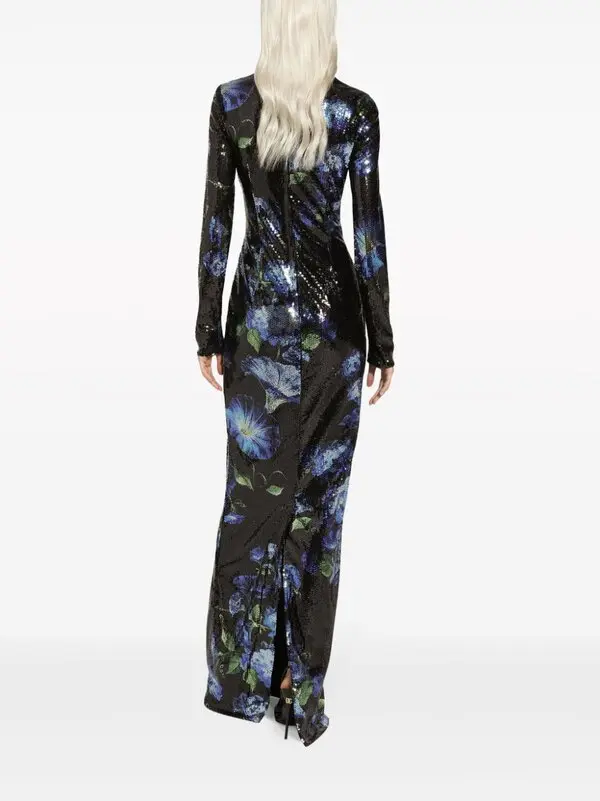 Dolce & Gabbana Floral-print Sequinned Gown