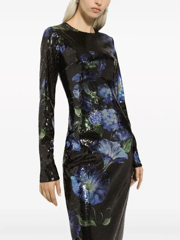Dolce & Gabbana Floral-print Sequinned Gown
