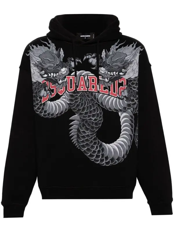 Dsquared2 Dragon-print Cotton Hoodie