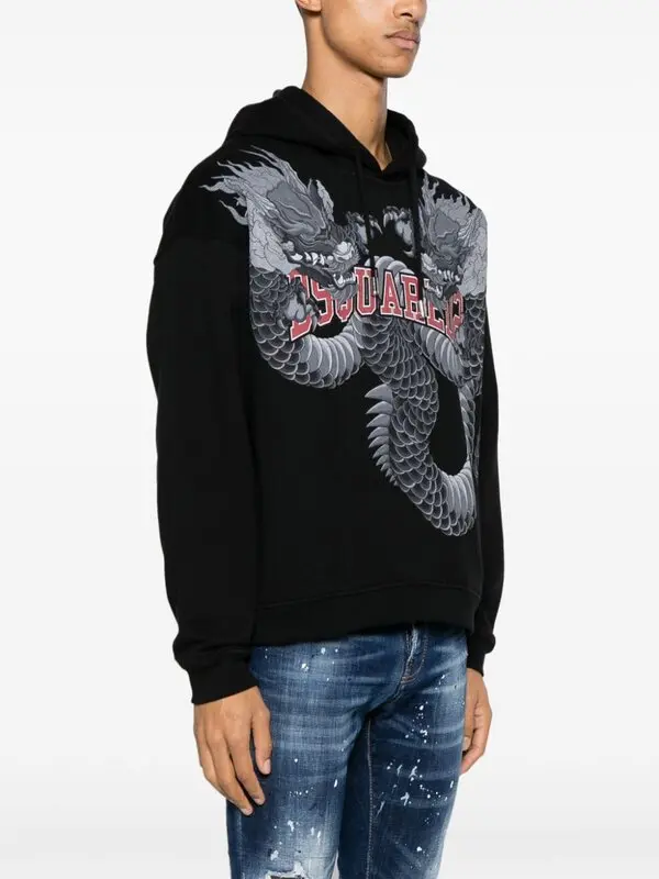 Dsquared2 Dragon-print Cotton Hoodie