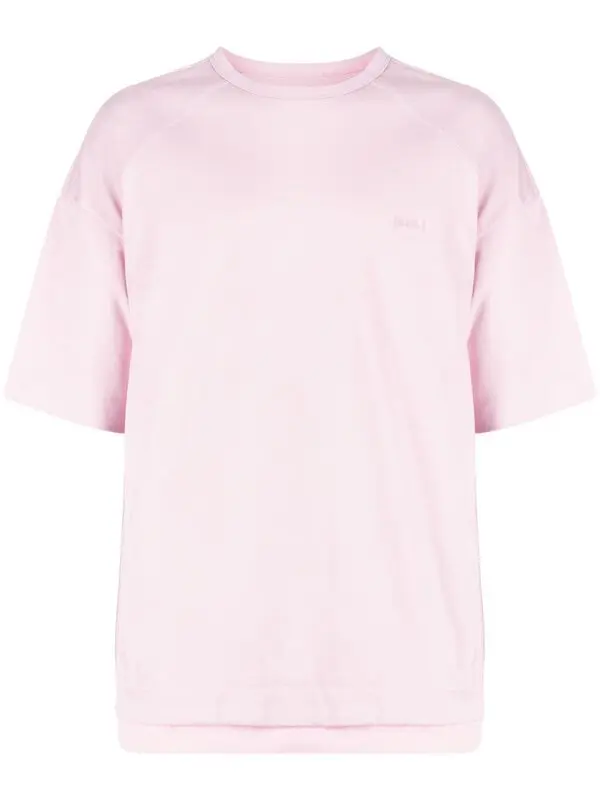 JUUN.J Side-zip Layered-hem T-shirt - Pink