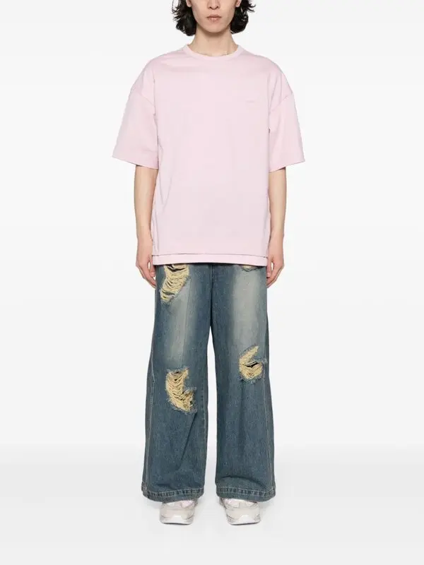 JUUN.J Side-zip Layered-hem T-shirt - Pink