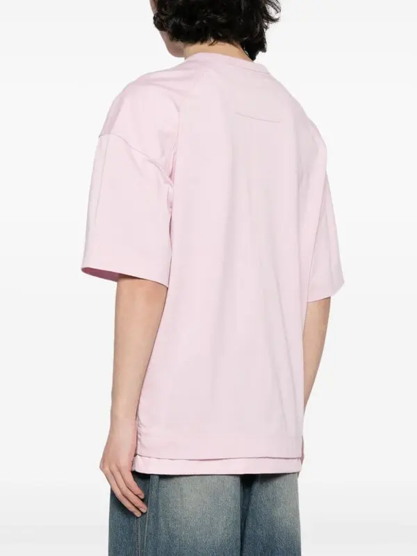 JUUN.J Side-zip Layered-hem T-shirt - Pink