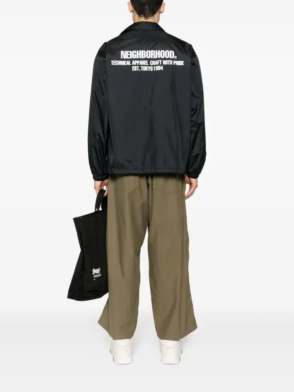 Neighborhood Logo-Print Windbreaker Jacket In Black - 76% Off