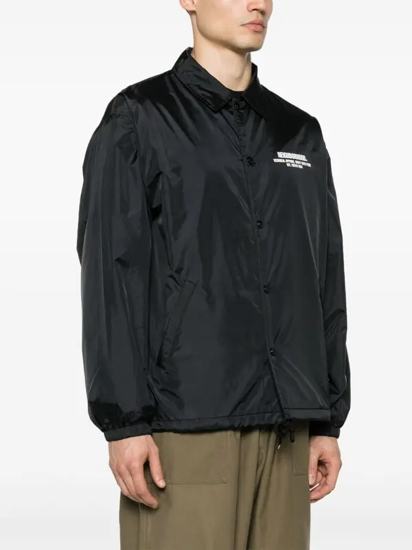 Neighborhood Logo-Print Windbreaker Jacket In Black - 76% Off