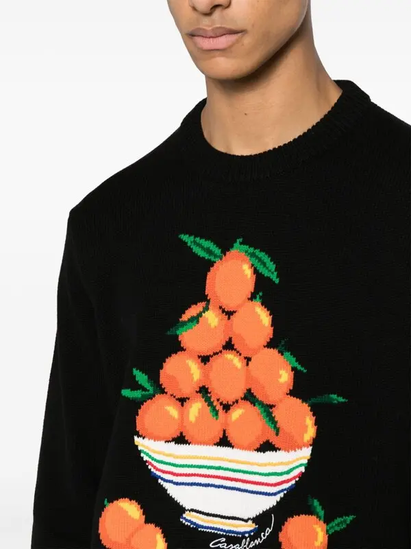 Casablanca Pyramide D'oranges Intarsia-knit Jumper - Black