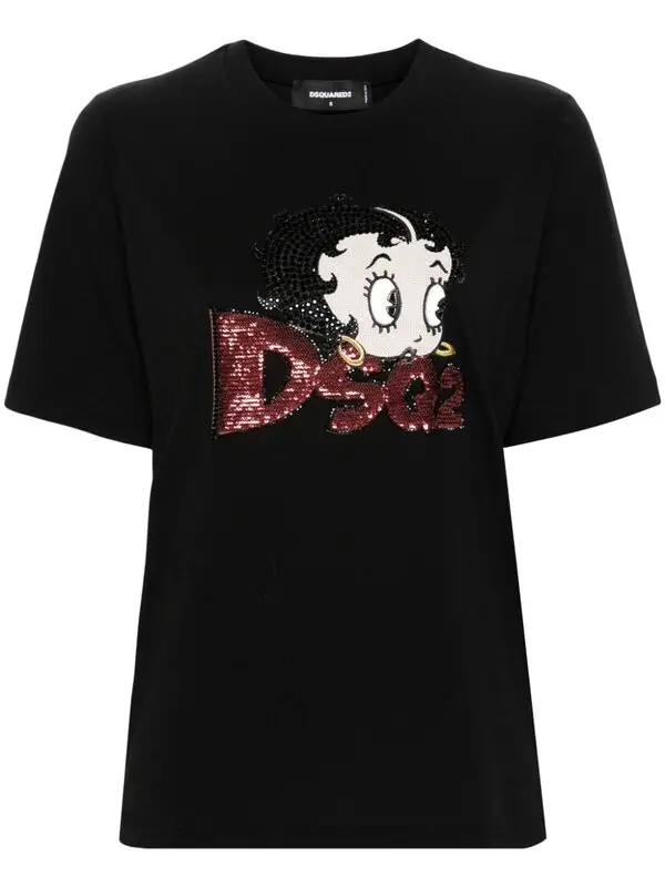 Dsquared2 X Betty Boop Cotton T-shirt - Black