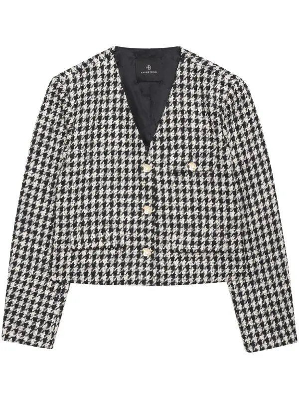 ANINE BING Cara Houndstooth Blazer