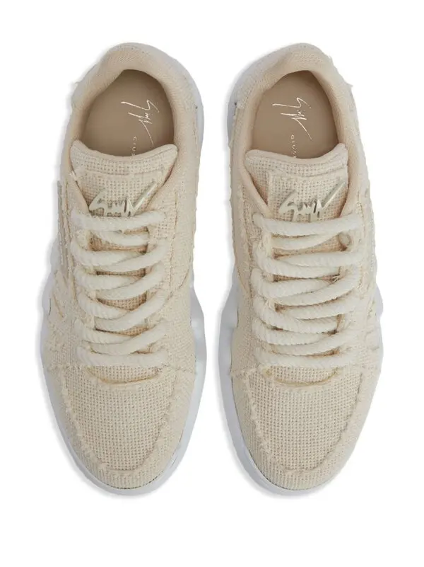 GIUSEPPE ZANOTTI Talon Frayed-edge Lace-up Low-top Sneakers