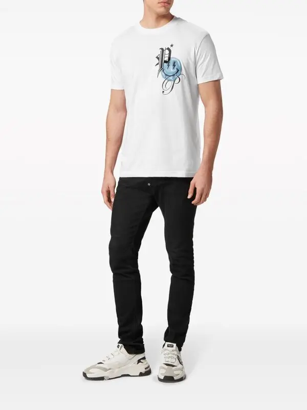 Philipp Plein Smile-print Cotton T-shirt - White
