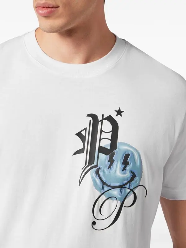 Philipp Plein Smile-print Cotton T-shirt - White