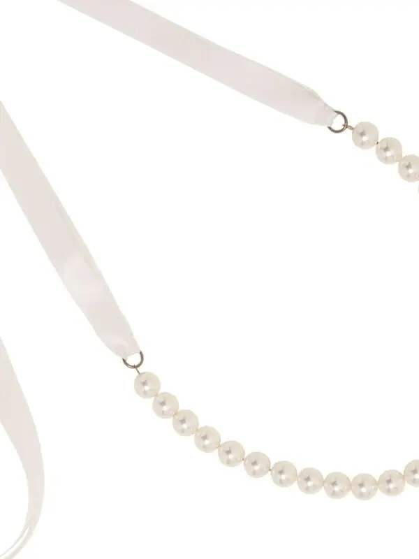 JENNIFER BEHR Pearl-embellished Ribbon Tie Necklace