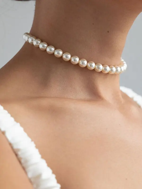 JENNIFER BEHR Pearl-embellished Ribbon Tie Necklace