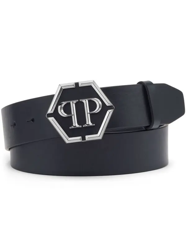 Philipp Plein Hexagon Logo-buckle Leather Belt - Blue