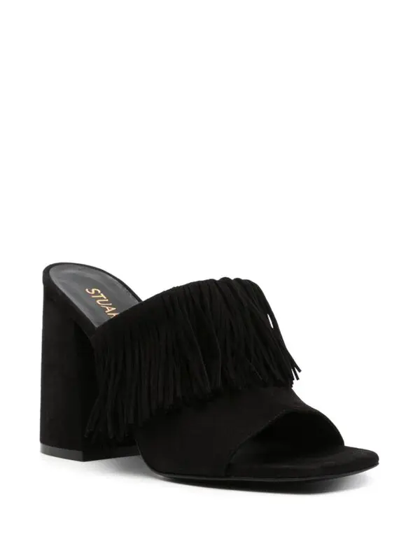 STUART WEITZMAN Tia Fringe Sandals - Black