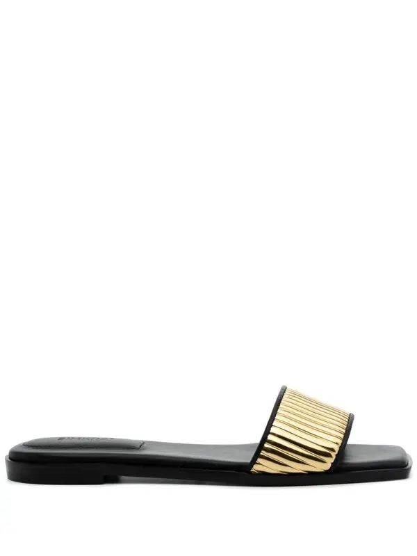 Simkhai Carter Leather Slides - Gold