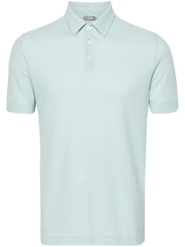 ZANONE Short-sleeve Cotton Polo Shirt - Blue