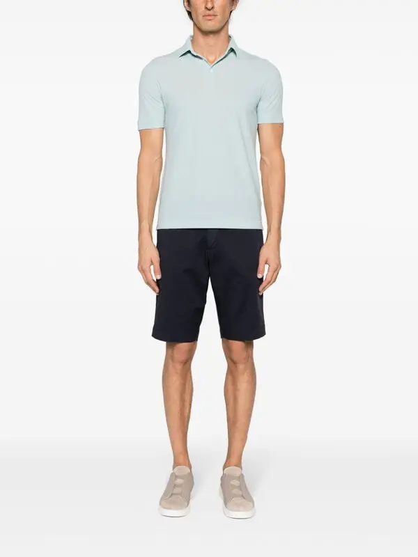 ZANONE Short-sleeve Cotton Polo Shirt - Blue