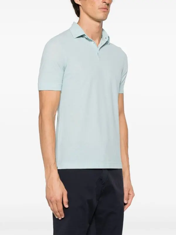 ZANONE Short-sleeve Cotton Polo Shirt - Blue