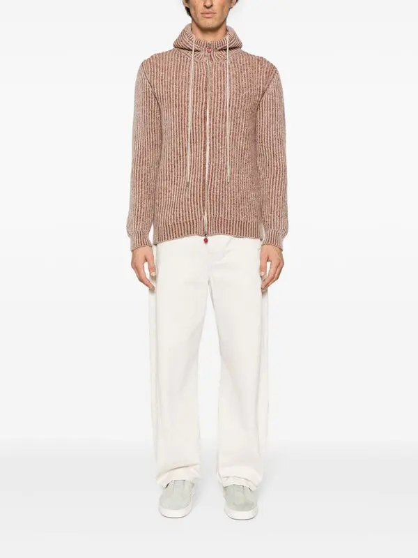Kiton Ribbed-knit Cashmere Cardigan - Orange