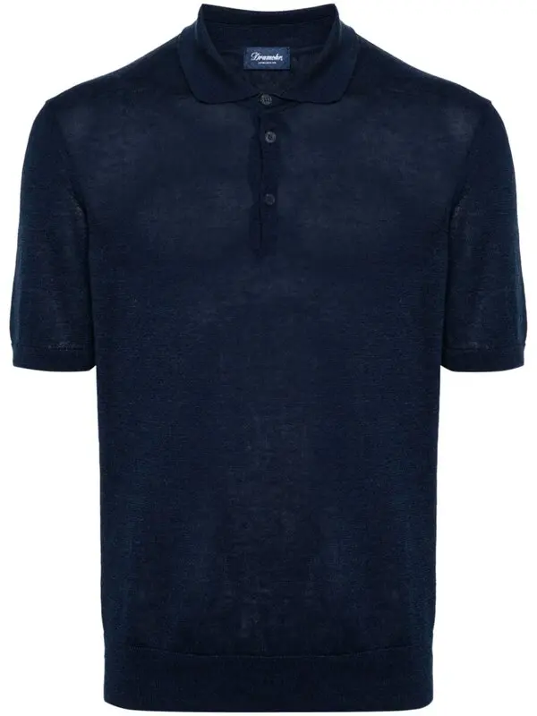 DRUMOHR Cotton-linen Knit Polo Shirt - Blue