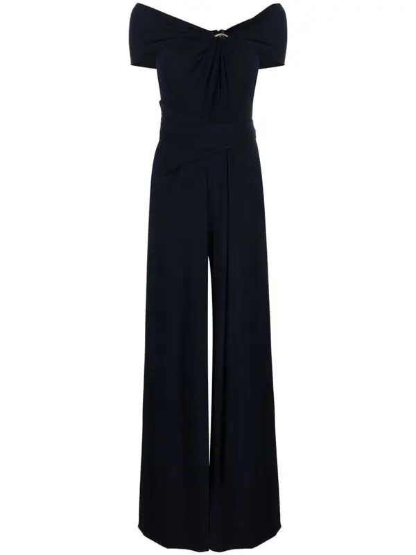 Talbot Runhof Halterneck Crepe Jumpsuit - Blue