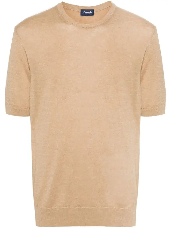 DRUMOHR Cotton-linen Knit T-shirt - Neutrals