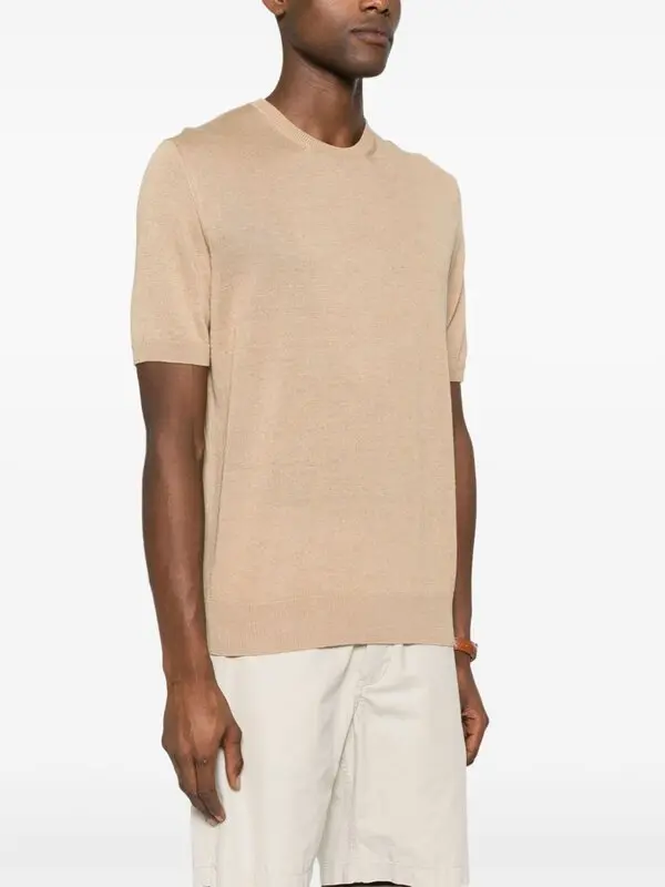 DRUMOHR Cotton-linen Knit T-shirt - Neutrals