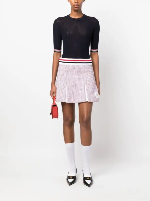 Thom Browne Rwb Stripe Pointelle-knit Top