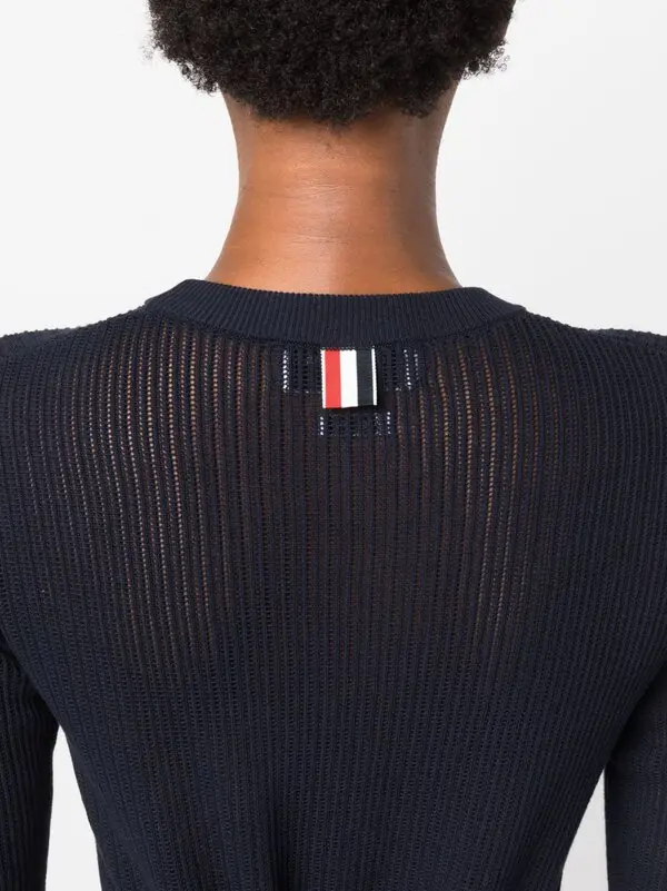 Thom Browne Rwb Stripe Pointelle-knit Top