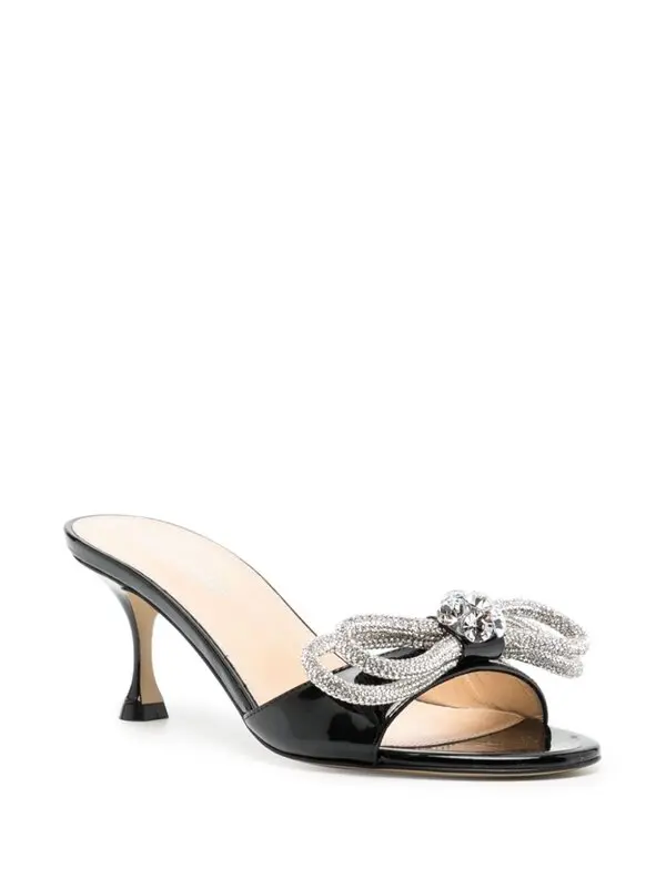Mach & Mach 70mm Double Bow Patent-leather Sandals