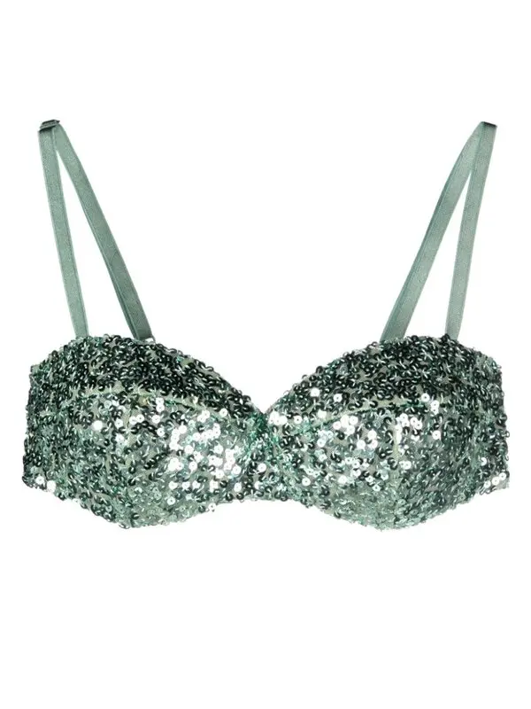 Moschino Sequined Sweetheart-neck Bra - Green