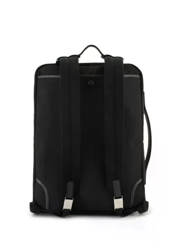 Giorgio Armani Logo-stamp Partitioned Backpack - Black