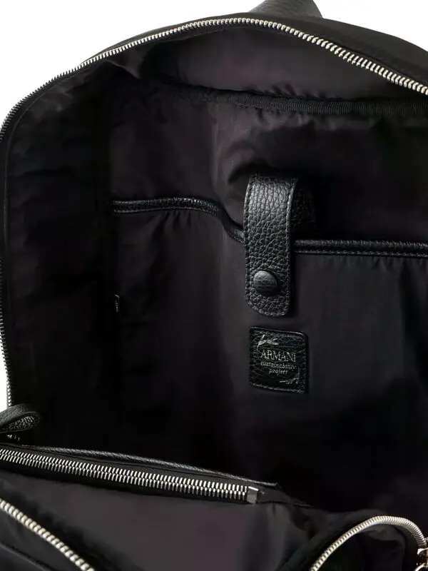 Giorgio Armani Logo-stamp Partitioned Backpack - Black