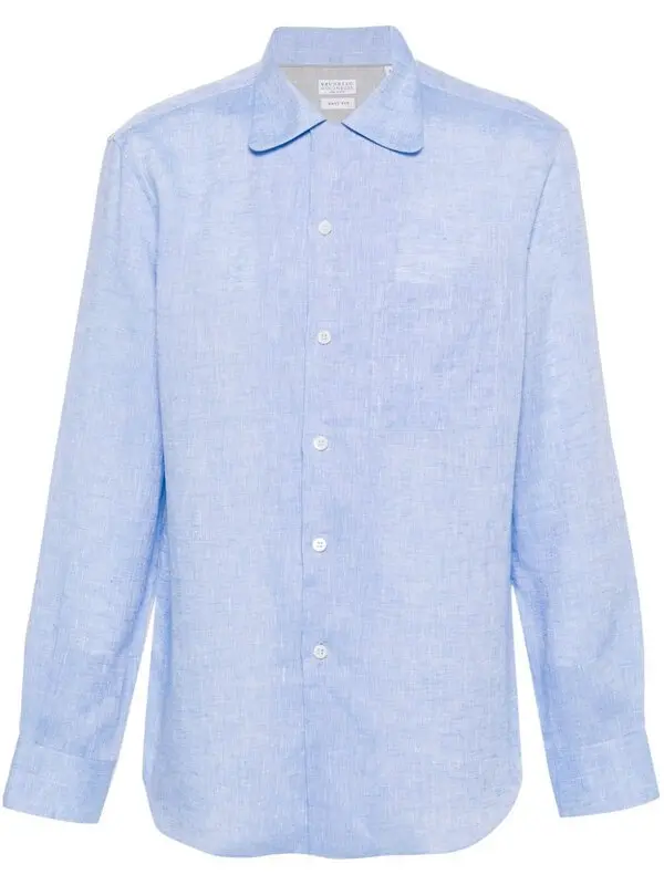 Brunello Cucinelli Linen Classic-collar Shirt - Blue