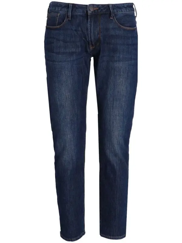 Emporio Armani Washed Straight-leg Jeans - Blue