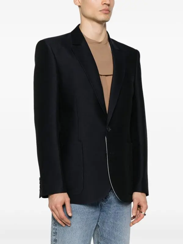 Valentino Garavani Single-breasted Jacket In Wool And Silk With Rubberized V Detail