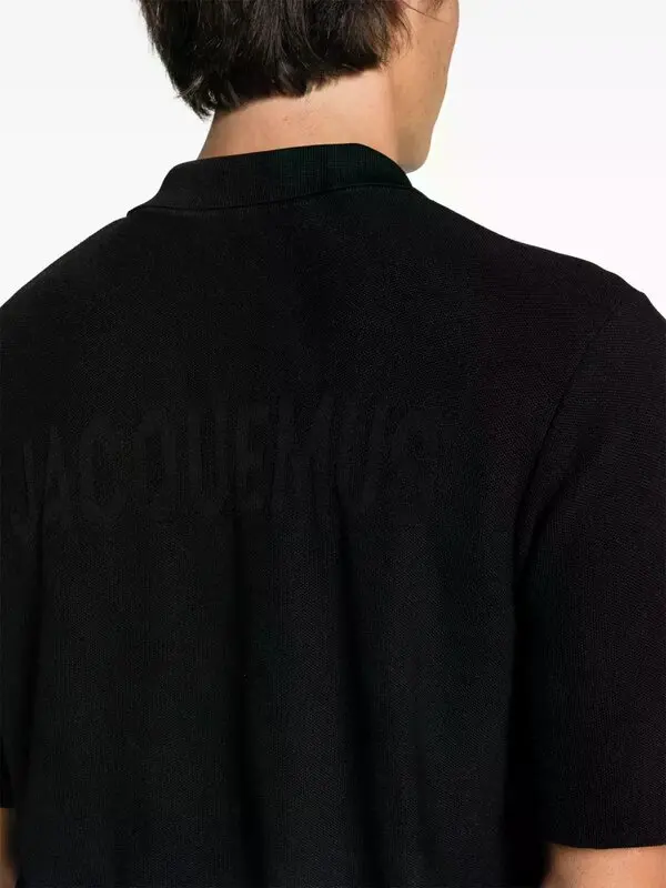 Jacquemus Le Polo Maille Knitted Polo Top - Black