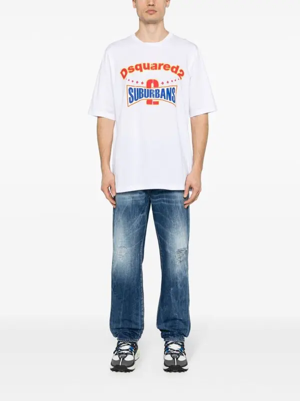 Dsquared2 642 Distressed Straight-leg Jeans - Blue