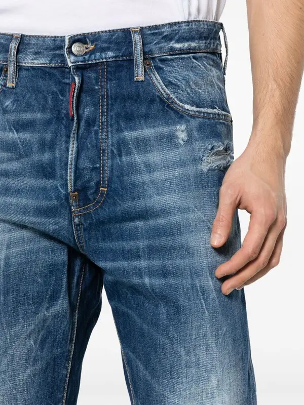 Dsquared2 642 Distressed Straight-leg Jeans - Blue