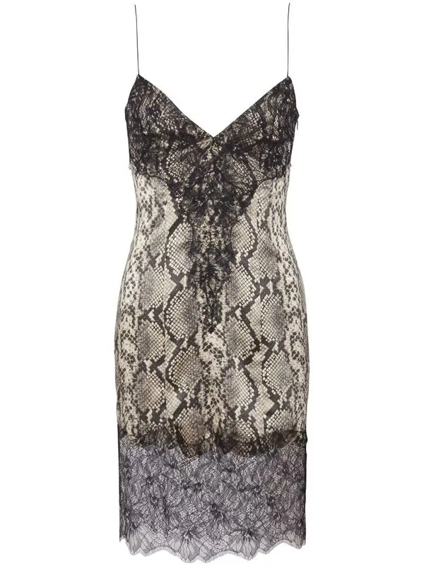 Balmain Python Print Lace Minidress