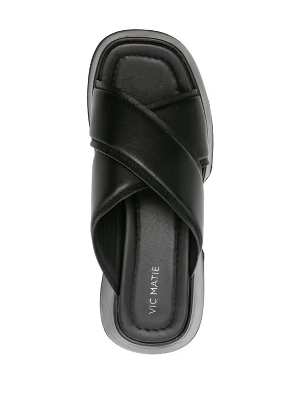 VIC MATIE Crossover-strap Leather Slides