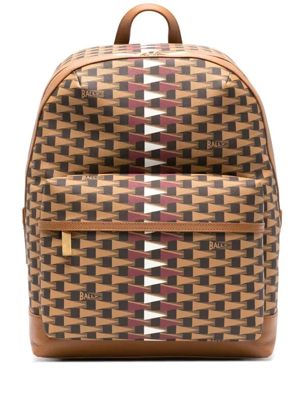 Bally Pennant-print Leather Backpack
