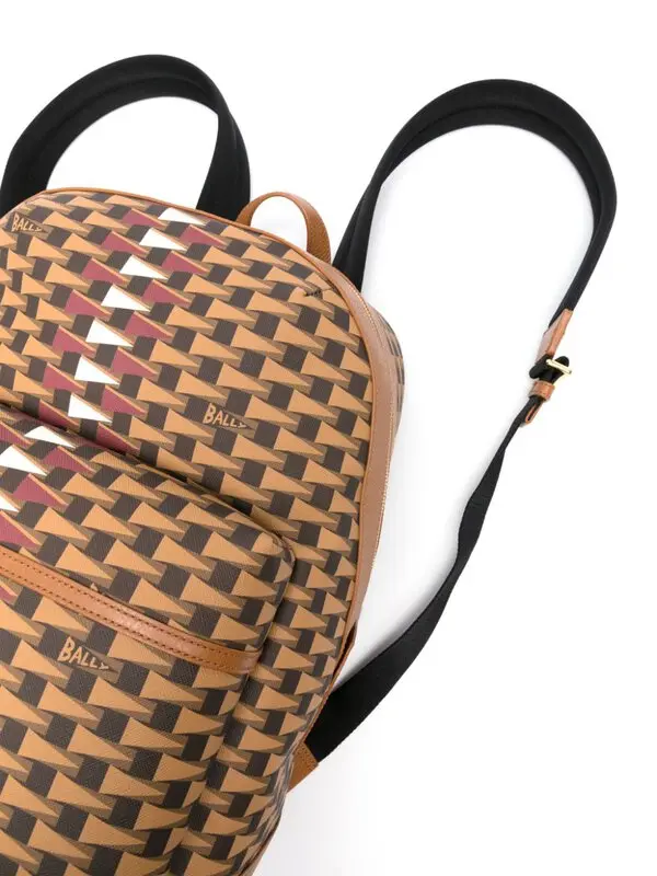 Bally Pennant-print Leather Backpack
