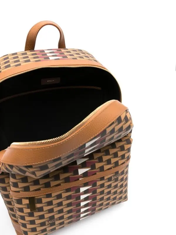 Bally Pennant-print Leather Backpack
