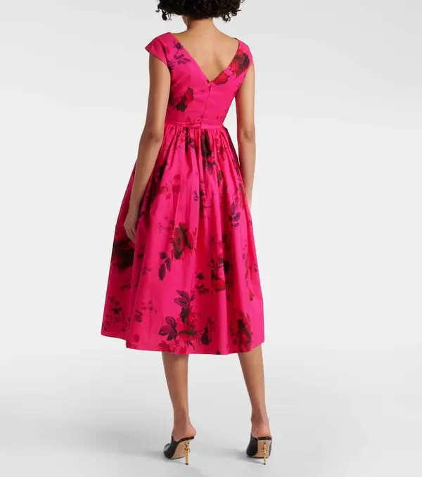 Erdem Floral Cotton Faille Midi Dress - Pink