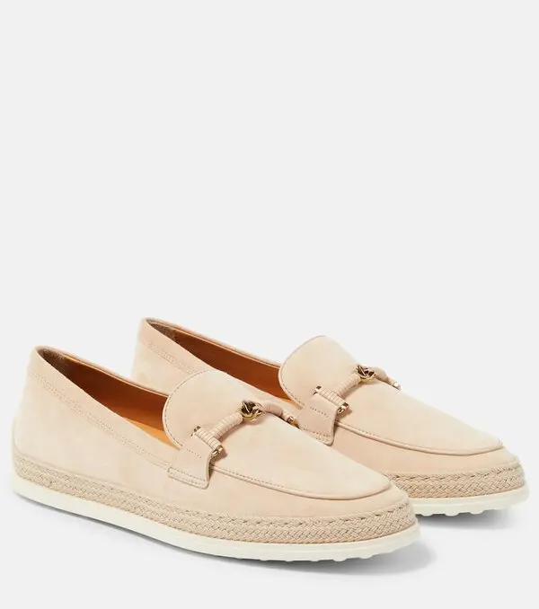 TOD'S T Ring Suede Loafers - Beige